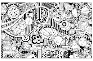 Doodle Art / Doodling Coloring Pages for Adults (Free PDF printables)