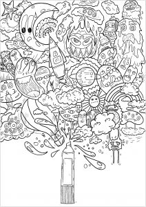 Doodle Art / Doodling Coloring Pages for Adults (Free PDF printables)