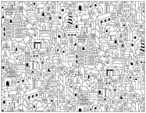 Printable City complex Coloring Pages for adults