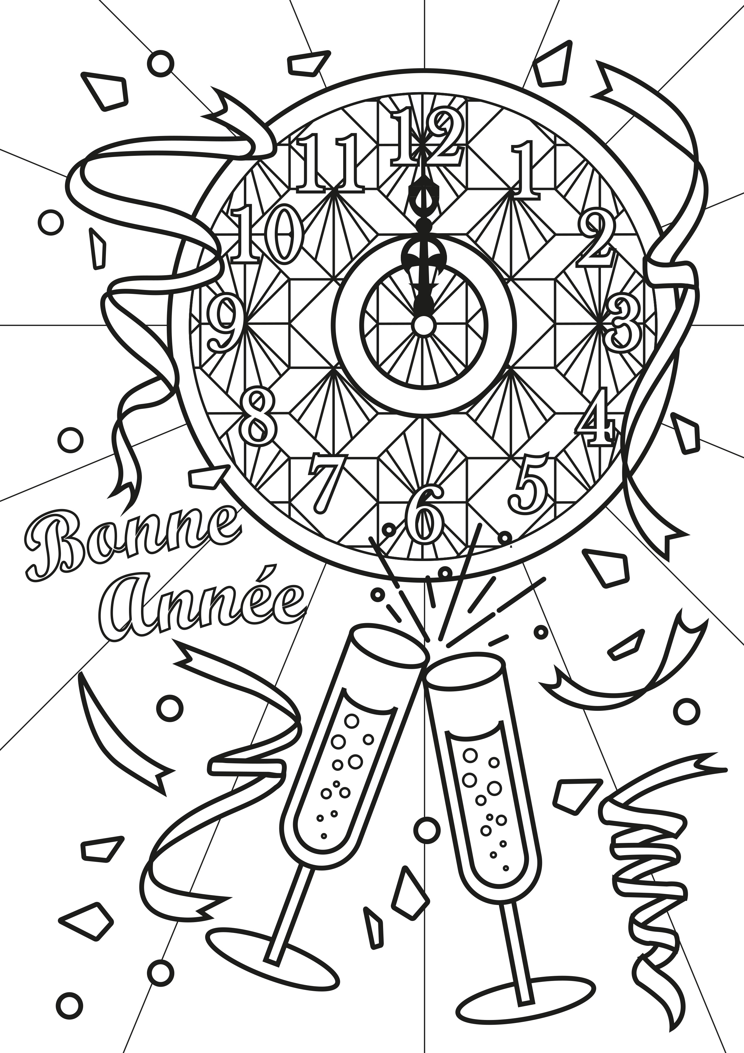 "Bonne année" (Happy New Year in French) - Happy New Year Coloring ...