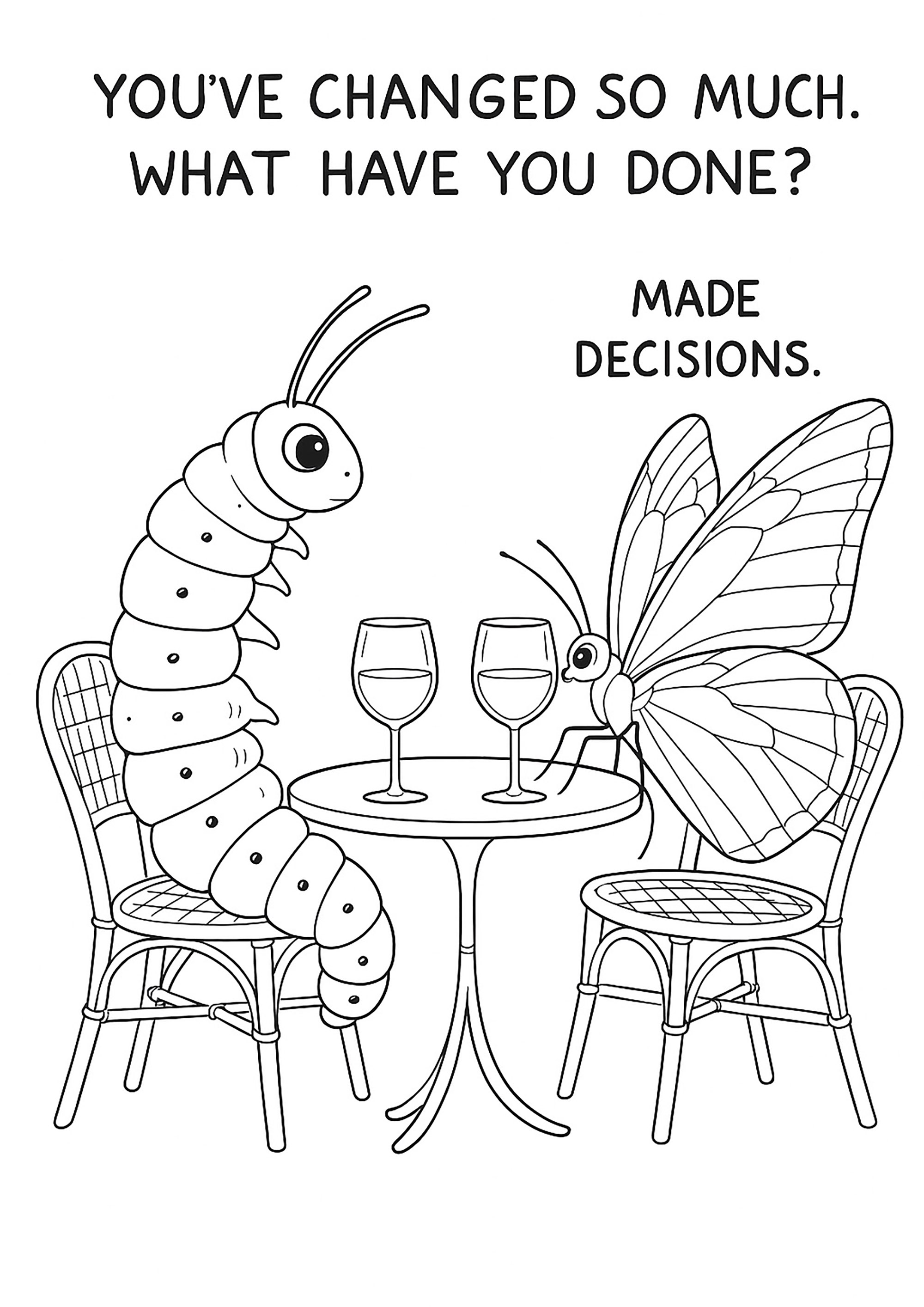 Caterpillar To Butterfly Coloring Page