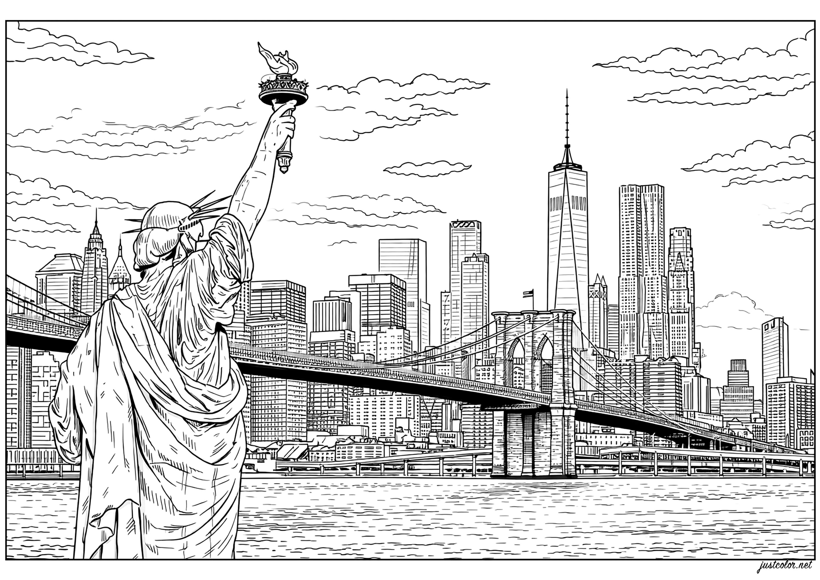 Breathtaking view of Manhattan - New York Coloring Pages