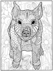 Pigs Coloring Pages for Adults (Free PDF printables)