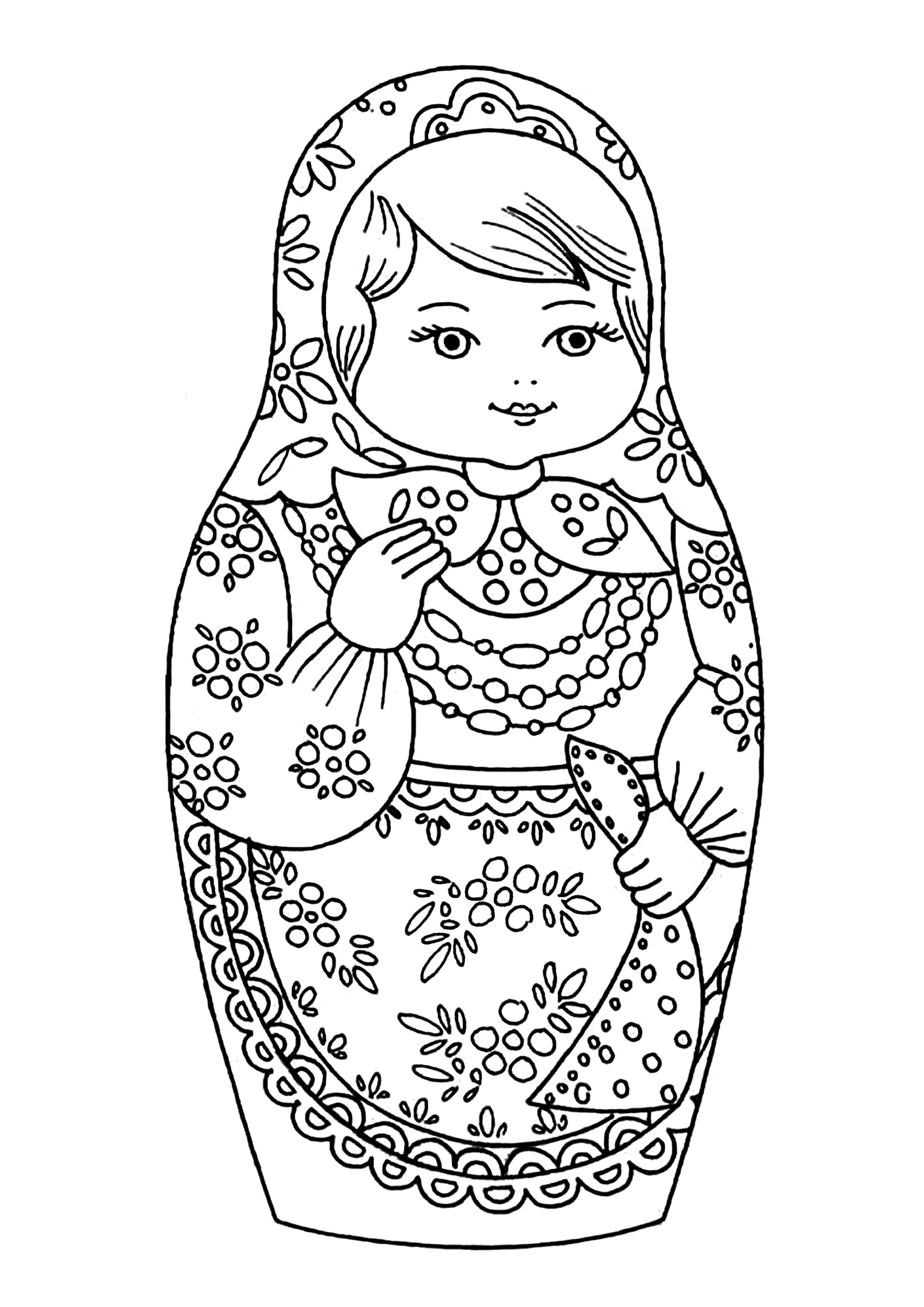Coloring Dolls Russian Pages Russia Doll Printable Nesting Color Rag ...