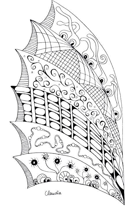 Simple Zentangle 6 by claudia - Zentangle Coloring Pages for adults
