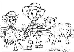 Cowboy and his horse - Cow-boys Coloring Pages for Kids
