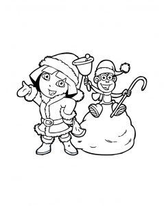 printable dora christmas coloring pages