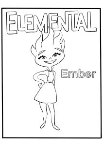 Elementary coloring page: Ember and Wade - Elemental Coloring Pages