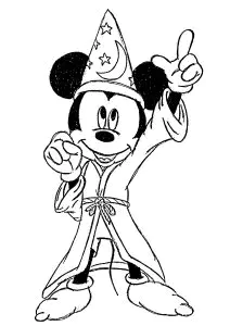 Mickey the magician - Fantasia Coloring Pages