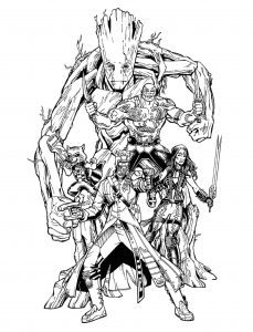 groot and rocket raccoon coloring pages