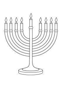 Drawing of the Menorah with other elements to color - Judaism Coloring ...