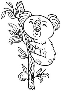 Pretty koala on a tree branch - Koalas Coloring Pages
