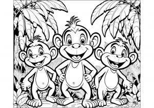 Free monkey drawing to download and color - Monkeys Kids Coloring Pages