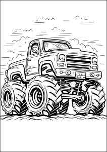 Monster Truck with huge wheels - Monster Truck Coloring Pages for Kids