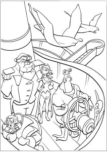 Jim Hawkins and a strange creature - Treasure Planet Coloring Pages
