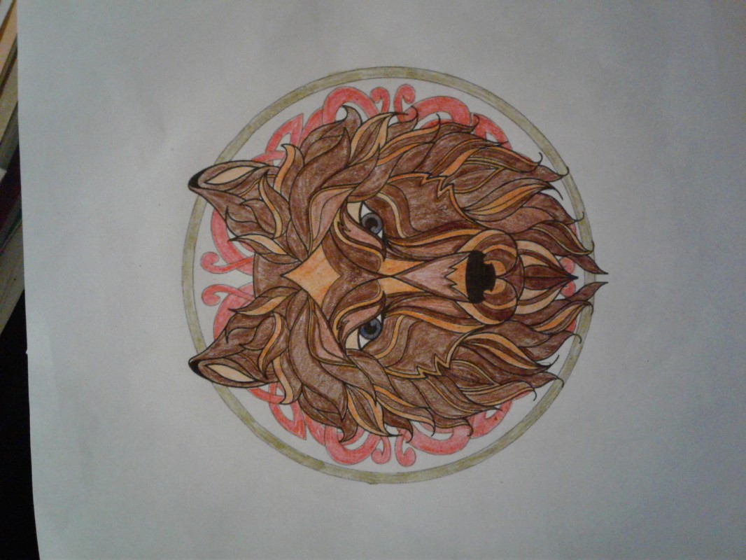 Mandala with beautiful Wolf head and interlaced patterns - M&alas Adult ...